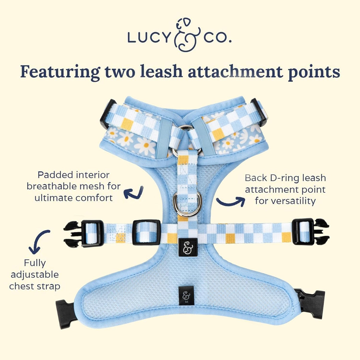 Blue Daisy No-Pull Neoprene Dog Harness - Simply Splendid | Lucy & Co.