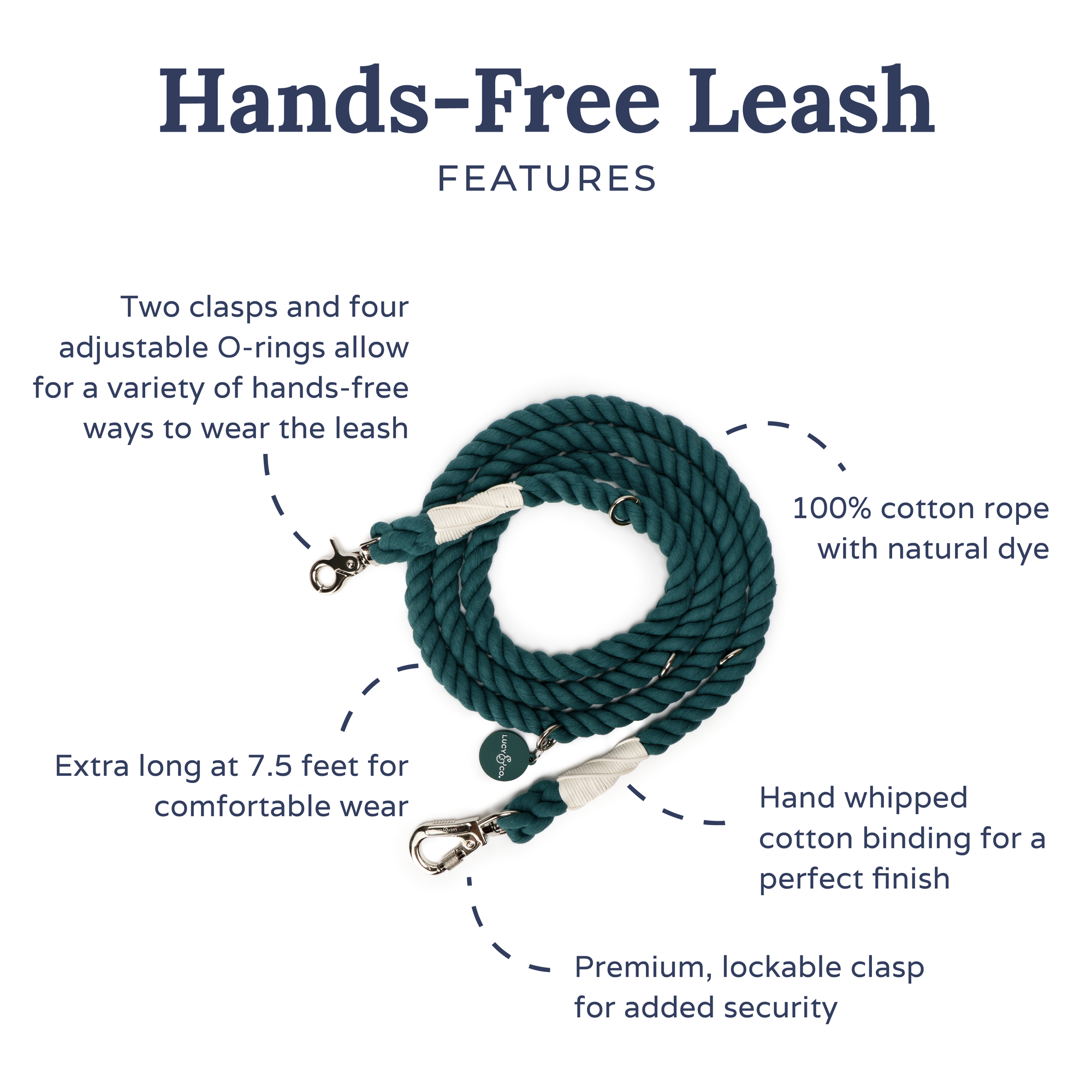 Evergreen Hands-Free Rope Leash | Lucy & Co.